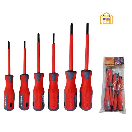 Jual Obeng Listrik Freed Set 6 Pcs Plus-Minus Lapis Karet Anti Sentrum ...