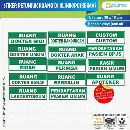 Jual STIKER PETUNJUK RUANG DI KLINIK / PUSKESMAS /RUMAH SAKIT - R ...