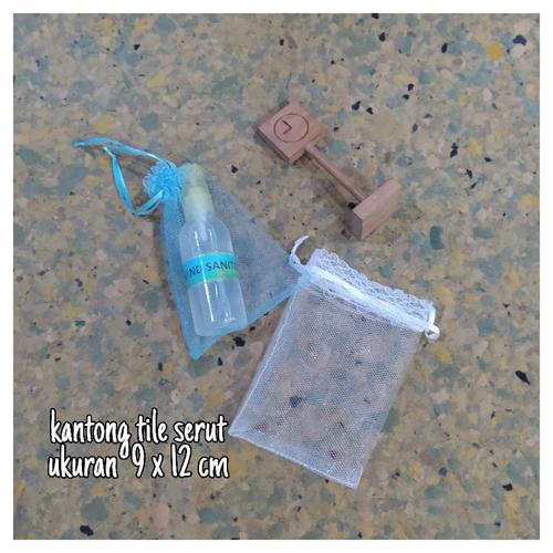 Jual kantong tile ukuran 9 x 13 cm tile serut pouch serut kain jaring ...