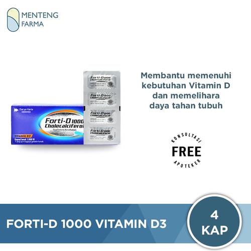 Jual Forti-D 1000 Vitamin D3 4 Kapsul - Suplemen Vitamin D3 - Jakarta ...