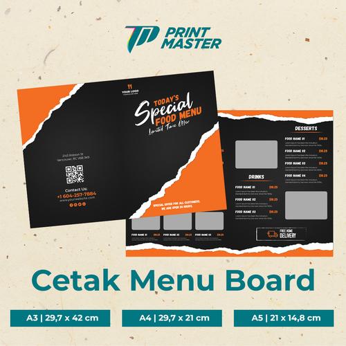 Jual Cetak Daftar Menu Board / Papan Menu / Menu Resto - A3, Doff ...