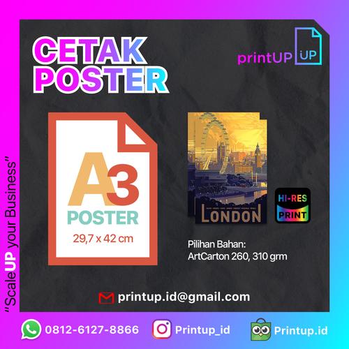 Jual POSTER A3 ART CARTON 260/310 GRM 29,7x42 cm, Cetak 1 Sisi - 260gsm ...