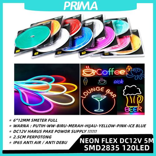 Jual Lampu LED Neon Flex LED Strip Flexible 5 Meter DC 12V IP65 ...