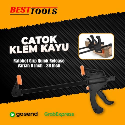 Jual F Clamp 24 Inch Lebar 20cm Catok Klem Kayu Ratchet Grip Quick ...