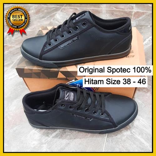 Jual PROMO Sepatu Hitam Polos Spotec Original Pria Sekolah Big Size 40 ...