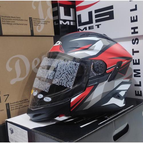 Jual Zeus ZS613C Matt Black AJI5 Whi Red - Helm Zeus ZS 613C Chin Bar ...