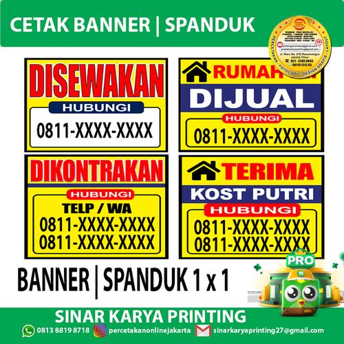 Jual CETAK SPANDUK DIJUAL | DISEWAKAN | DESAIN GRATIS | PROSES CEPAT ...