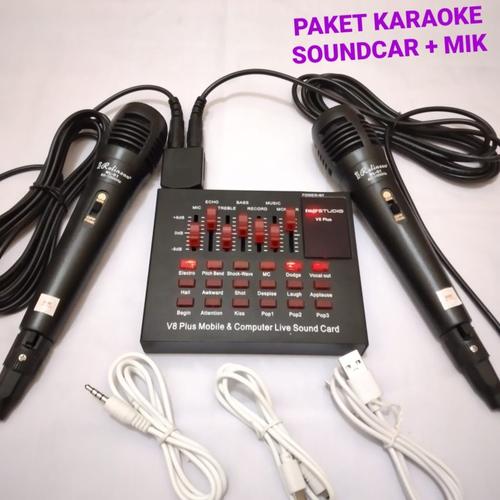 Jual Alat karaoke kluarga Soundcard Live Mic Headset - V8 Plus ...