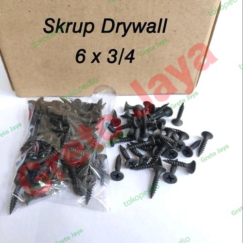 Jual ( 1 DUS 6x3/4 ) Sekrup Gipsum Skrup Mur Baut Gypsum Drywall 6 x 3/ ...
