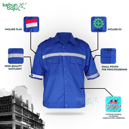 Jual Wearpack Safety Seragam Kerja seragam Bengkel Lengan pendek Biru ...
