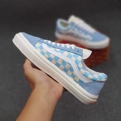 Jual sepatu sneakers unisex vans vault og checkerboard biru laut - 42 ...