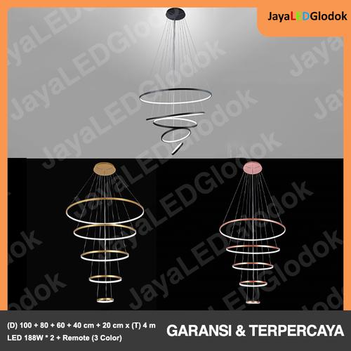 Jual Lampu Gantung Minimalis Ruang Tamu Kamar LED Void Tangga 6 Ring Elegan - Hitam - Jakarta ...