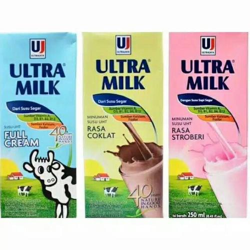 Jual Susu UHT Ultra Milk 24 X 250ml Rasa Coklat, Strawberry, Full Cream ...