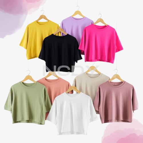 Promo NCDY CROP TEE KAOS POLOS CROP TOP OVER SIZE KAOS BASIC CEWEK CROP ...