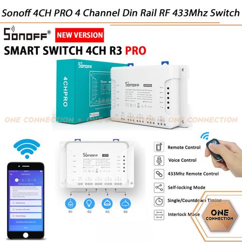 Jual Sonoff 4CH PRO - 4 Channel Din Rail WiFi - RF 433Mhz Switch ...