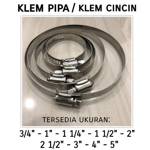 Jual Klem pipa bulat 3/4 1 1/4 1 1/2 2 2 1/2 3 4 5 inch hose clamp ...
