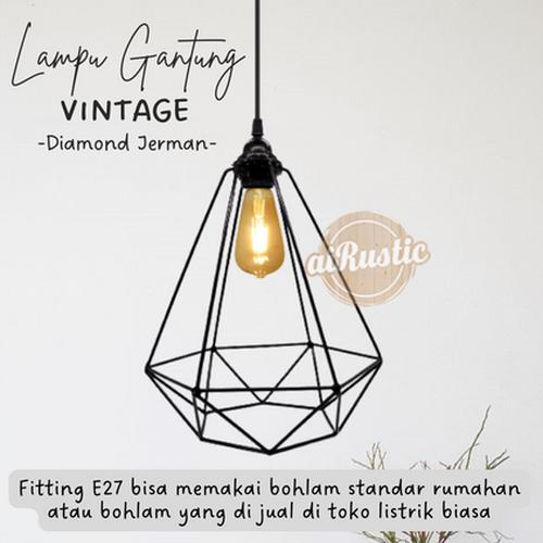 Jual kap lampu diamond hitam putih | kap lampu besi | design minimalis ...