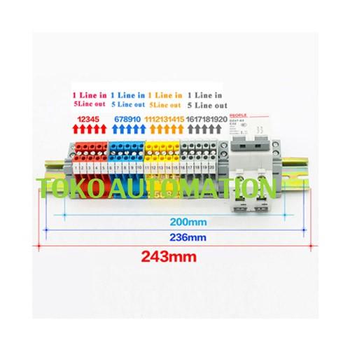 Jual Din Rail Terminal Blocks UK6N UK Kit 1IN 5OUT wire connector set ...