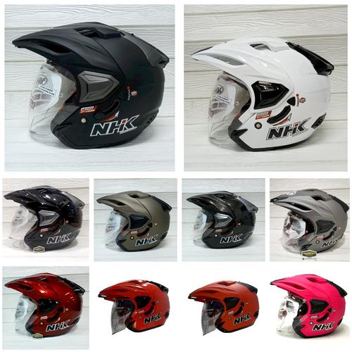 Jual Helm NHK Predator Crypton solid Double Visor Black Doff - WHITE, M ...
