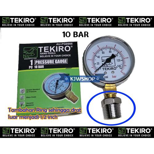 Jual S Pressure GAUGE PENGUKUR TEKANAN UAP MANOMETER 10 BAR TEKIRO 1/2 ...