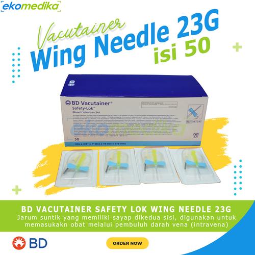 Jual BD Vacutainer Wing Needle 23G | BD Needle Wing 23G isi 50 Pcs ...
