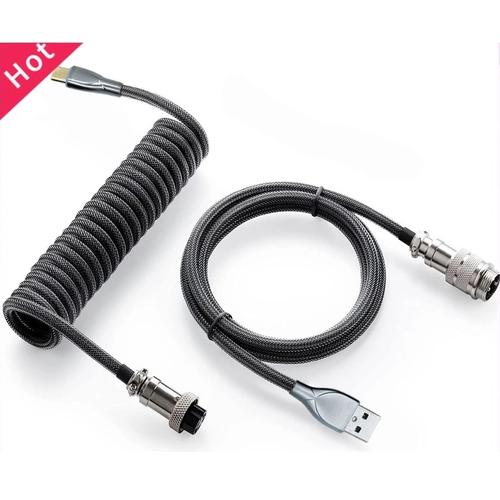 Jual Mechanical Keyboard Coiled Cable Wire Type C Aviation Connector ...