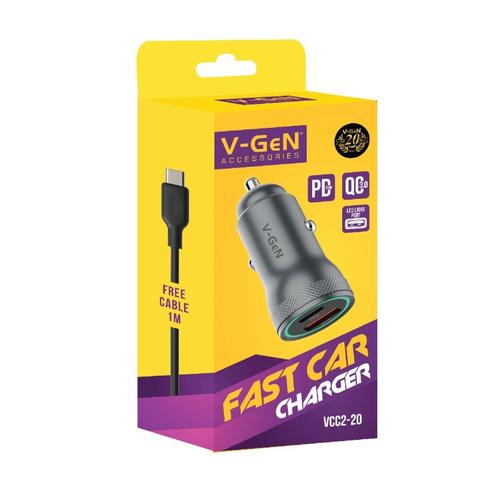 Jual Car Charger V-GeN VCC2-20 2Port Fast Charging QC 3.0 PD 20W USB ...