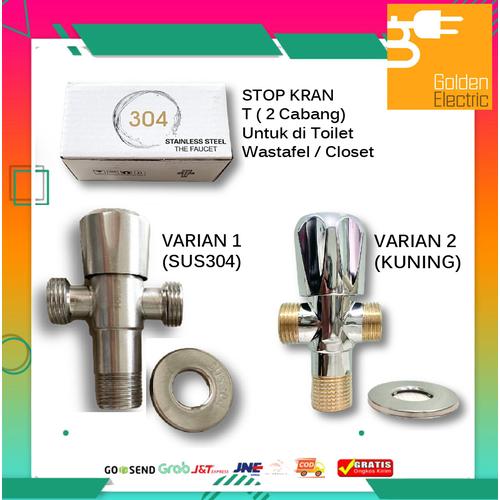 Jual Stop Kran Keran Air Tembok 2 Cabang T Double Jet Shower Closet SUS ...