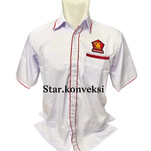 Jual Seragam Kemeja PDH Partai Gerindra Kantor Warna Putih List Merah ...