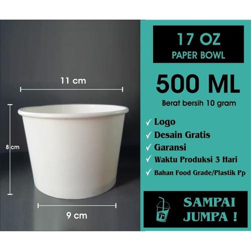 Jual Paper Bowl Polos 17 oz/ 500 mL/ Pakai Tutup - Jakarta Utara ...