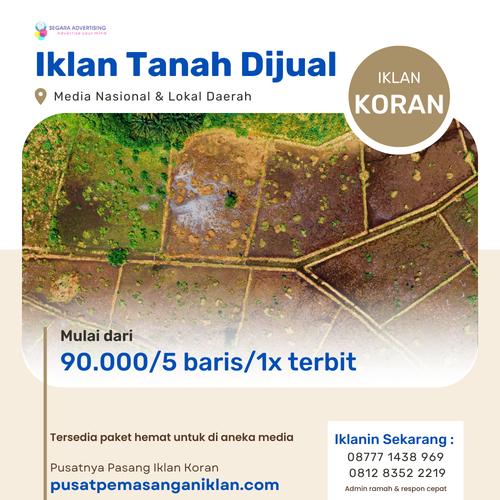 Jual Iklan Baris Tanah Dijual - Iklan Tanah Koran Jakarta dan Koran Daerah - Kota Bekasi ...