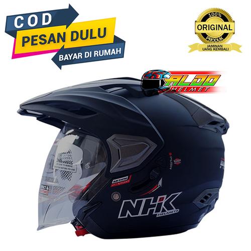 Jual HELM HALF FACE NHK PREDATOR CRYPTON SOLID BLACK DOFF DOUBLE VISOR ...