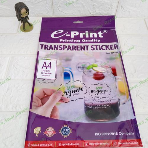 Jual 10 lembar!! A4 150gsm/transparent sticker E-print/stiker ...