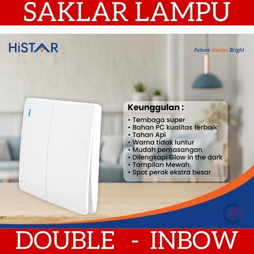 Jual HISTAR GDS102W Saklar Switch Double Lampu 2 Gang Inbow Tanam ...