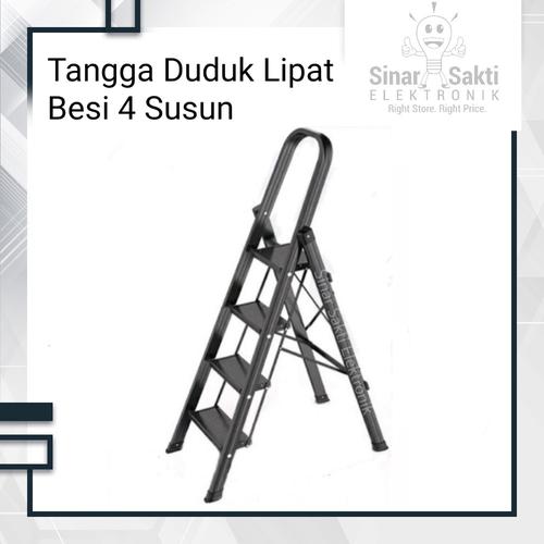 Jual Tangga Duduk Lipat Besi 3 Tingkat Step Pegangan Hitam Rumah Tangga ...