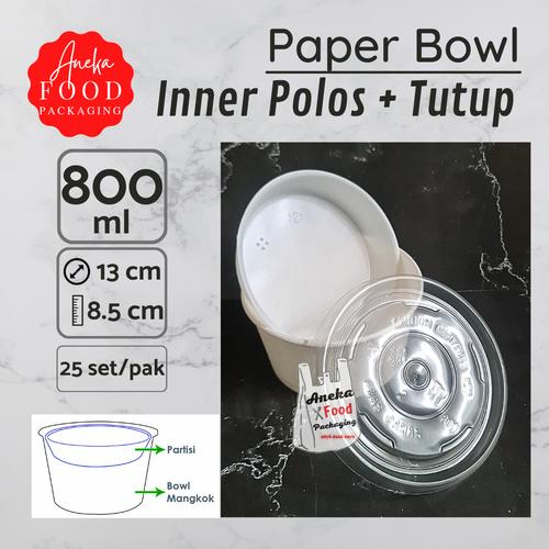 Jual Paper bowl/mangkuk kertas 800ml+inner tray+ttp (25pcs) - Bowl ...