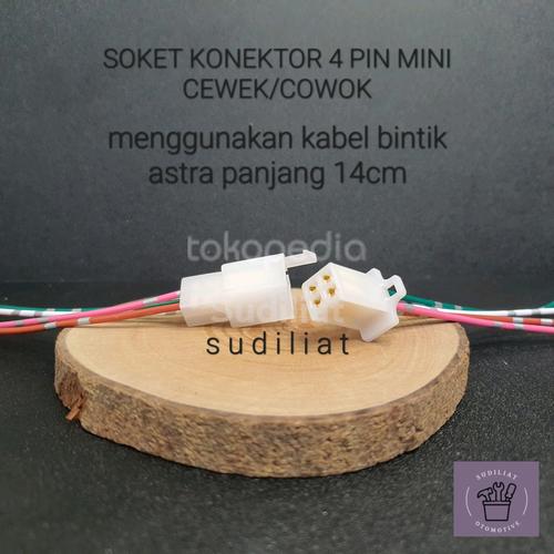 Jual SOKET / SOCKET SAMBUNG KABEL 4 PIN KECIL / MINI + KABEL BINTIK ...