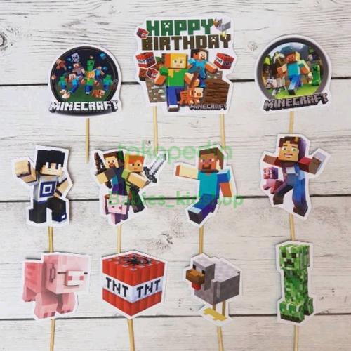 Jual Topper cake minecraft hiasan kue gamer minecraft ulang tahun anak ...
