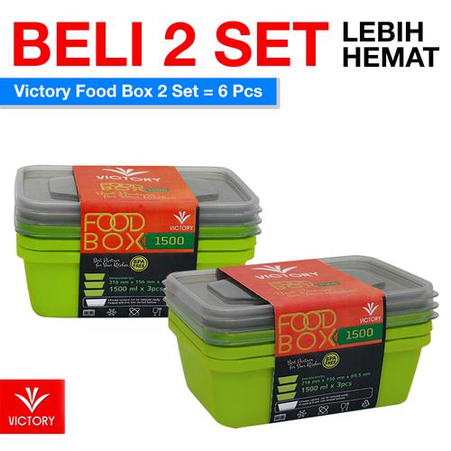 Jual Kotak Penyimpanan Makan VICTORY Food Box Warna 1500ML - Paket ...