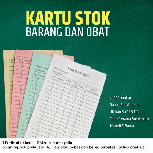 Jual kartu stok obat dan barang 1 paket isi 100 lembar - Putih ...