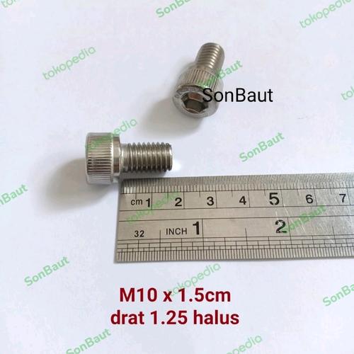 Jual Baut L 14 1.5cm 10x15 Anti karat stainless steel Drat halus m10x15 ...