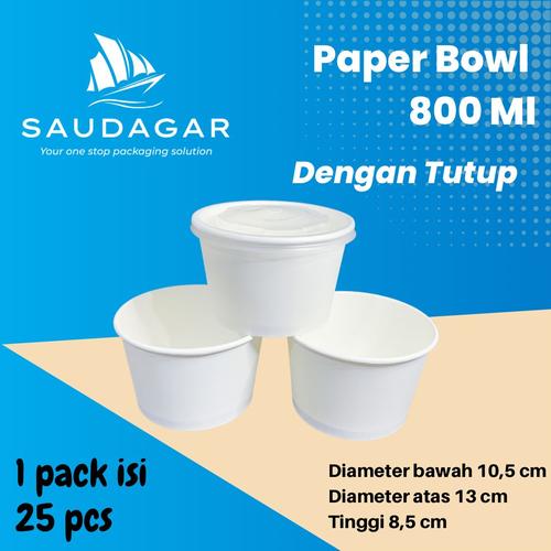 Jual Paper Rice Bowl 800 ml / Mangkok Kertas Dengan Tutup - Jakarta ...
