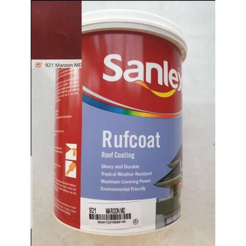 Jual cat genteng roof paint rufcoat roof coating sanlex warna maroon ...