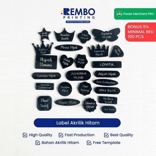 Jual Label Akrilik Hitam Rebranding Hijab Warna Hitam / Baju / Label ...
