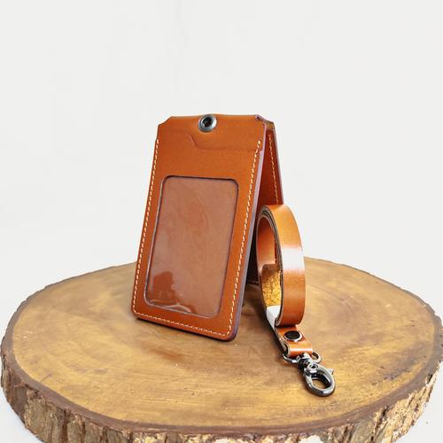 Jual Leather Name Tag/ Lanyard ID Card Holder Magnet Model Lipat Kulit ...