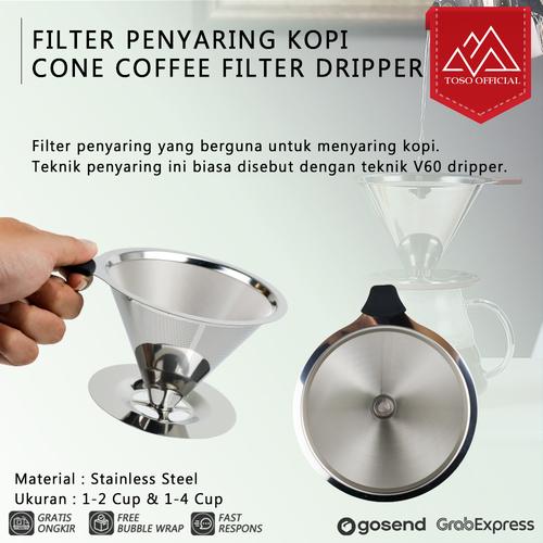 Jual V60 DRIPPER KOPI STAINLESS KONA METAL COFFEE DRIPPER PAPERLESS ...