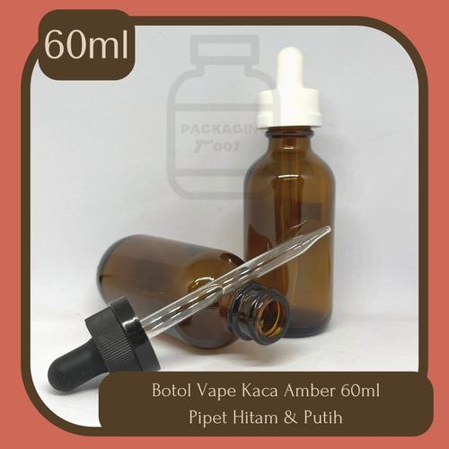 Promo Botol Kaca Amber Liquid Vape 60ml/Botol Kosong - Pipet Hitam ...