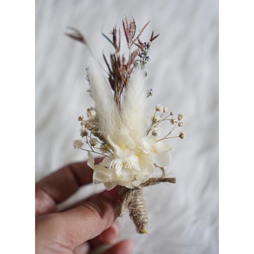 Jual Groom Corsage Jas Korsase Bunga Dada Pin Jas Dry Flower - Putih ...