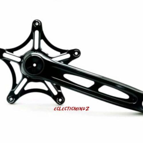 Jual ridea crank arm steel axle spider BCD 130 black crank set hollow ...