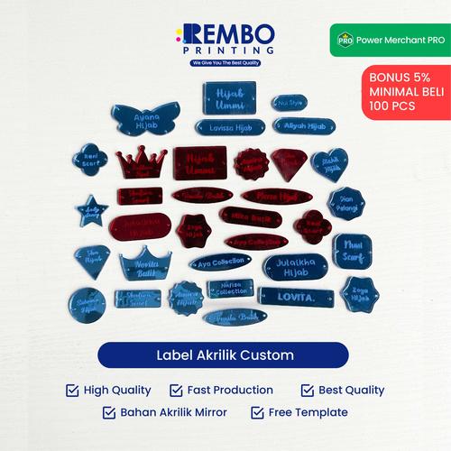 Jual Label Akrilik Rebranding Hijab Custom / Label Jilbab Warna Merah ...
